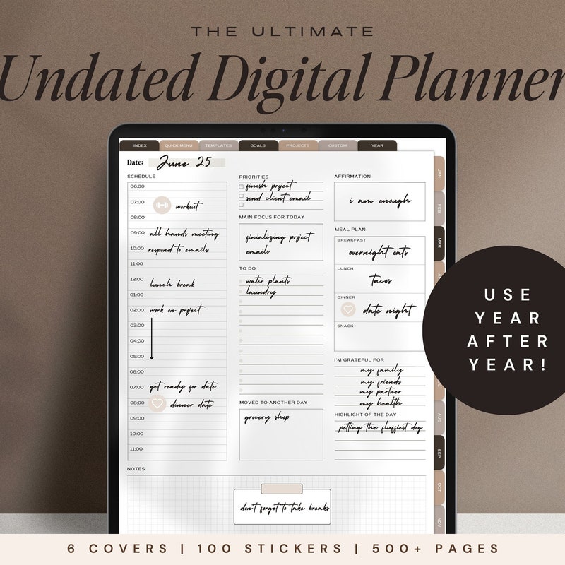 Undated Digital Planner - Etsy