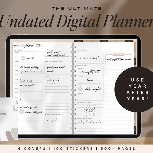 Undated Digital Planner - Etsy