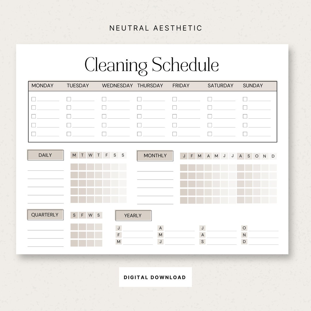 Printable AND Editable Cleaning Schedule, Weekly Cleaning Schedule ...