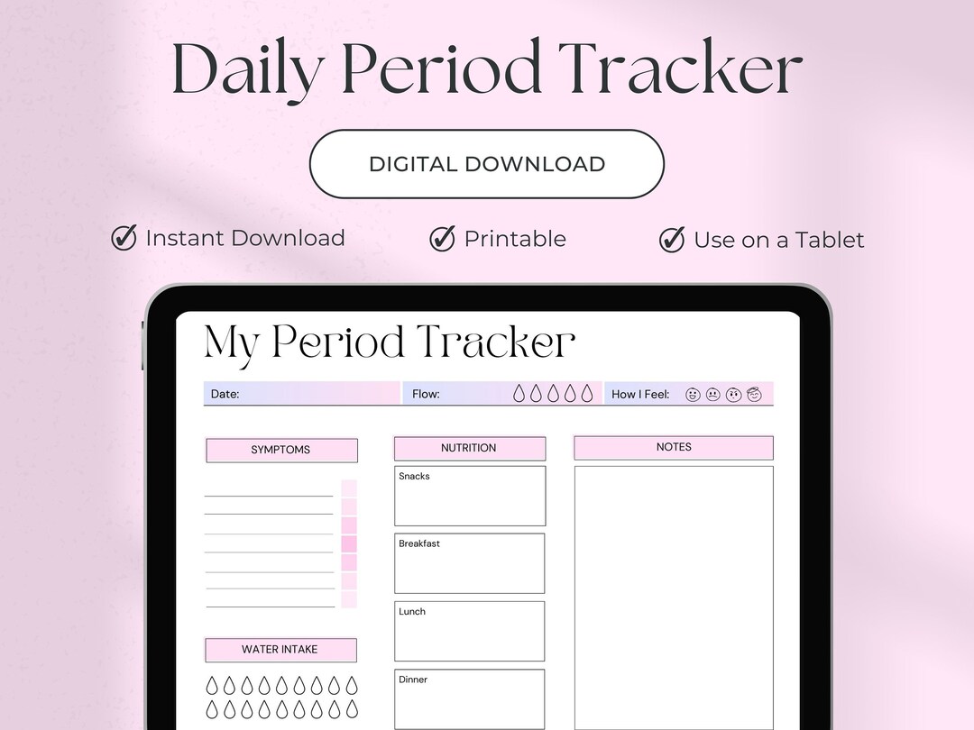 Daily Period Tracker, Period Tracker Printable, Digital Period Tracker ...