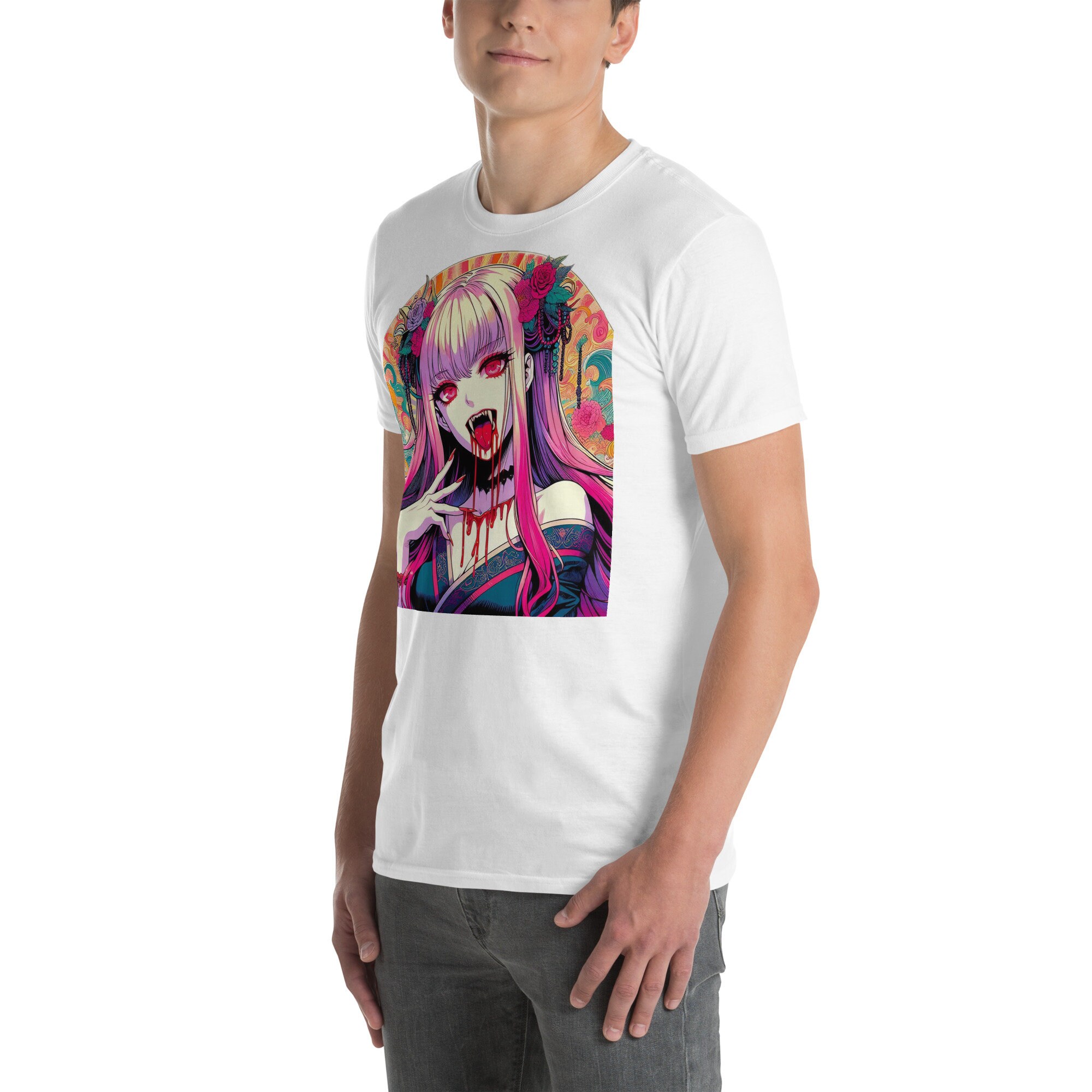 Anime Manga Vampire Goth Girl Colorful Psychedelic Short-sleeve Unisex ...