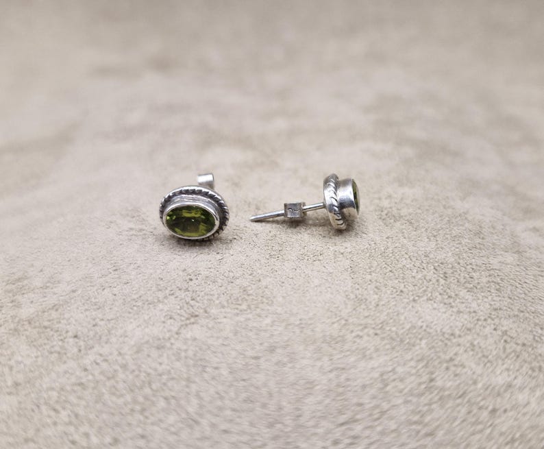 Peridot Sterling Studs 925 Stamped Silver Natural Gemstone Vibrant ...