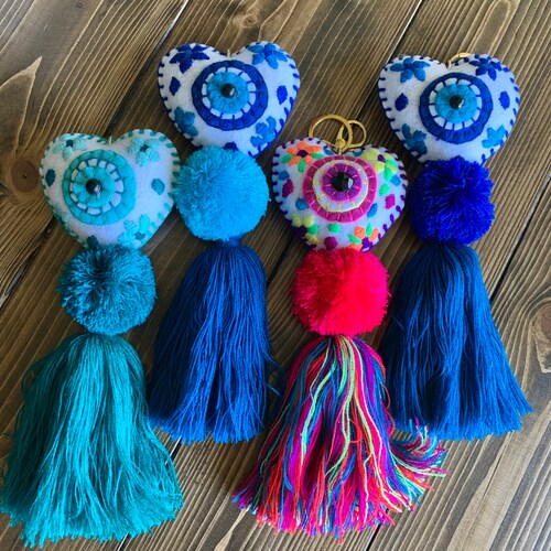 Crochet Keychain Evil Eye Keychain Unique Keychains Cute - Etsy