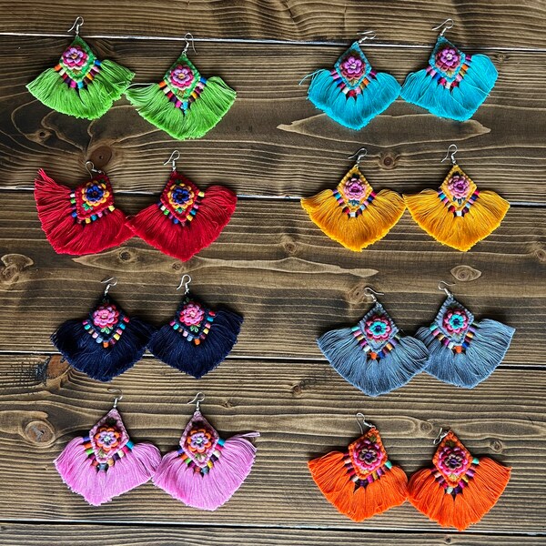 Embroidered Earrings - Etsy