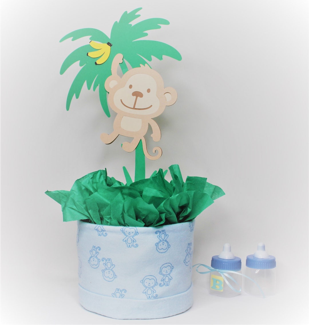 Monkey in a Tree Diaper Center Piece, Diaper Cake, Baby Gift, Receiving ...
