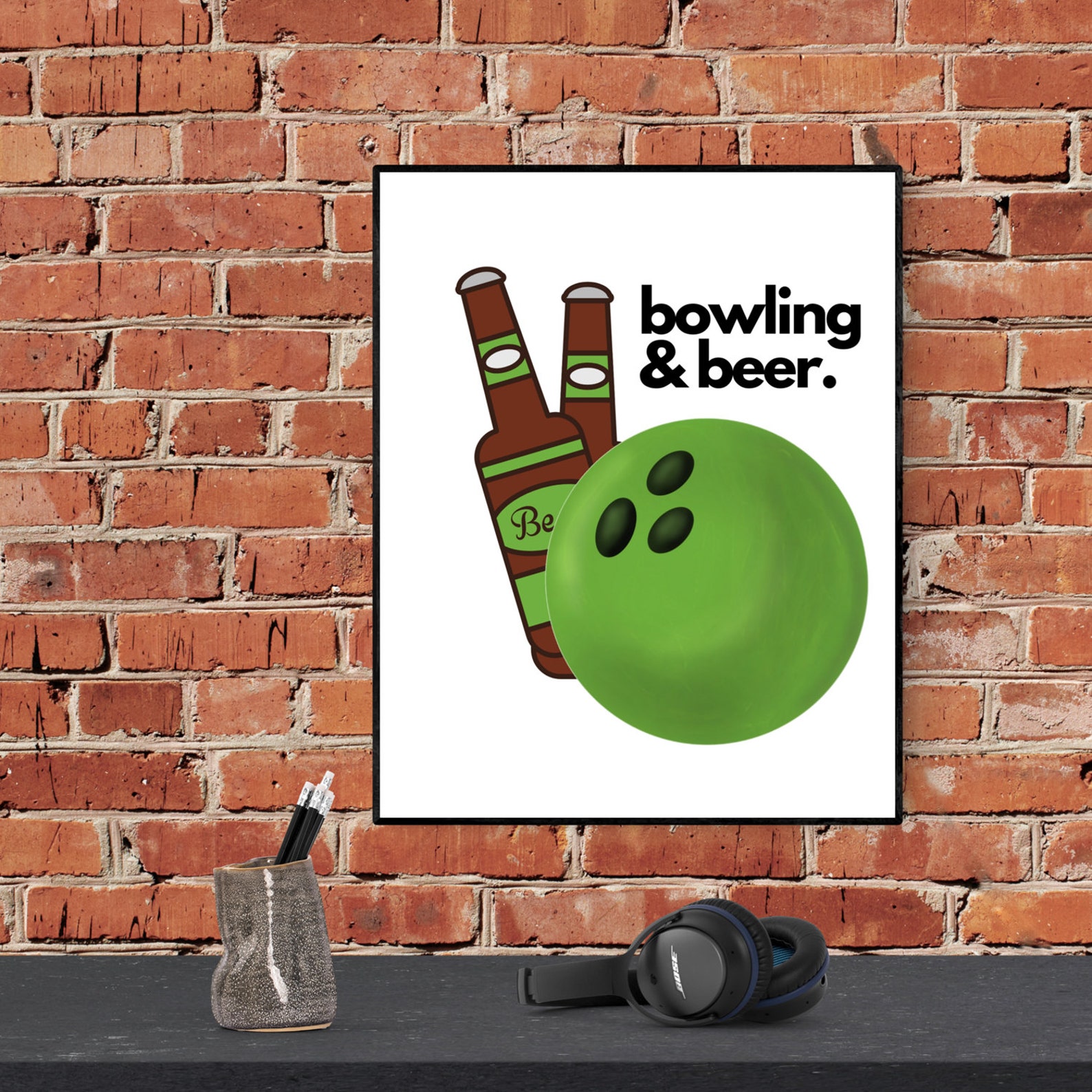 Bowling and Beer Man Cave Digital Poster Gift for Him Multiple Sizes - Etsy