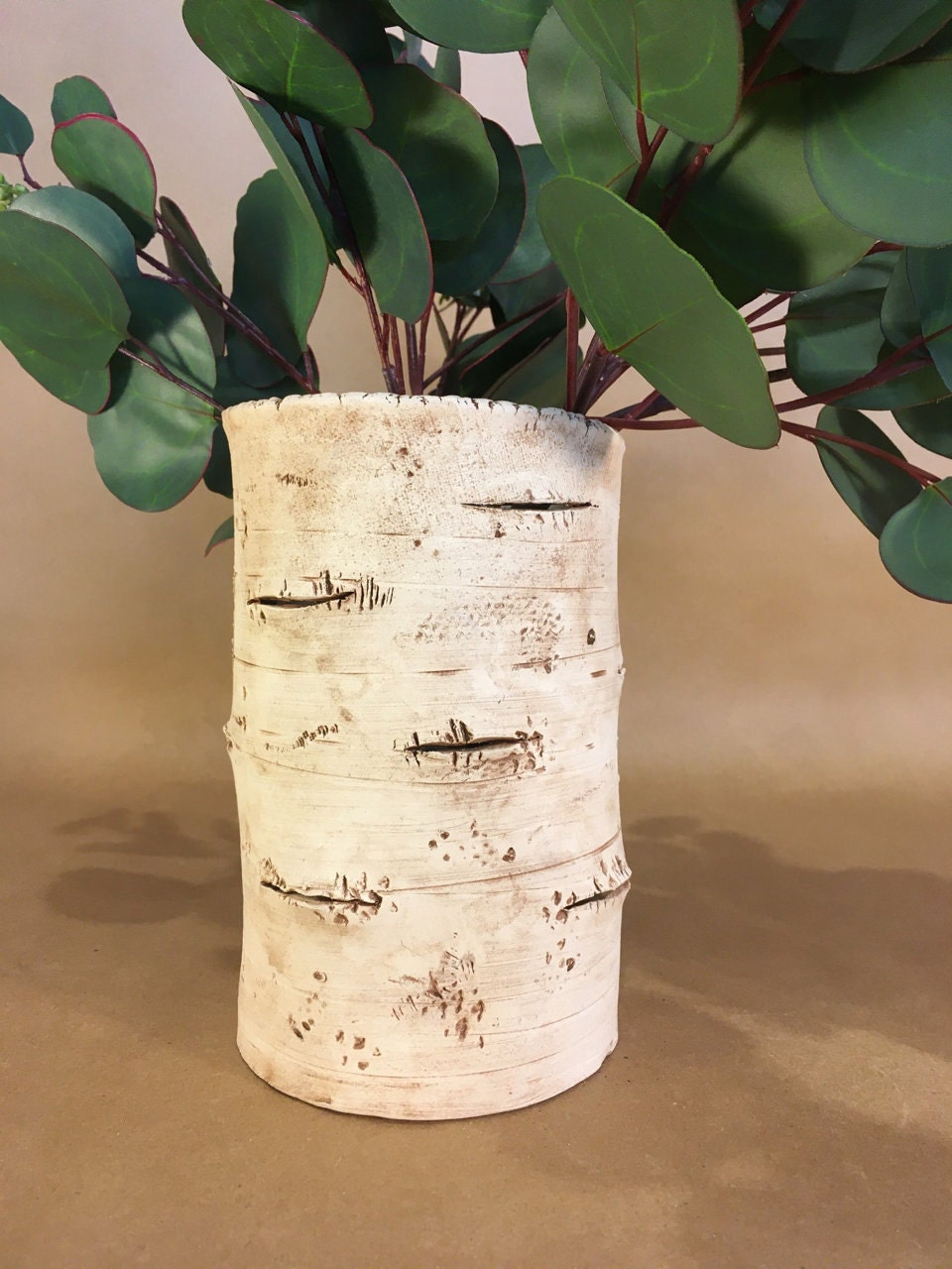 Ceramic Hand Built Aspen Tree Vase / Candle Votive - Etsy