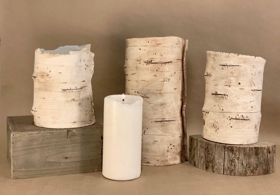 Ceramic Hand Built Aspen Tree Vase / Candle Votive | Etsy