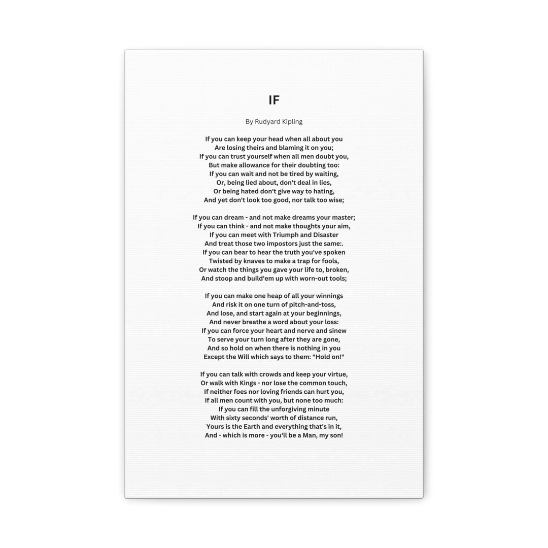 IF Poem by Rudyard Kipling Canvas Gallery Wrap Canvas Gallery Wrap - Etsy