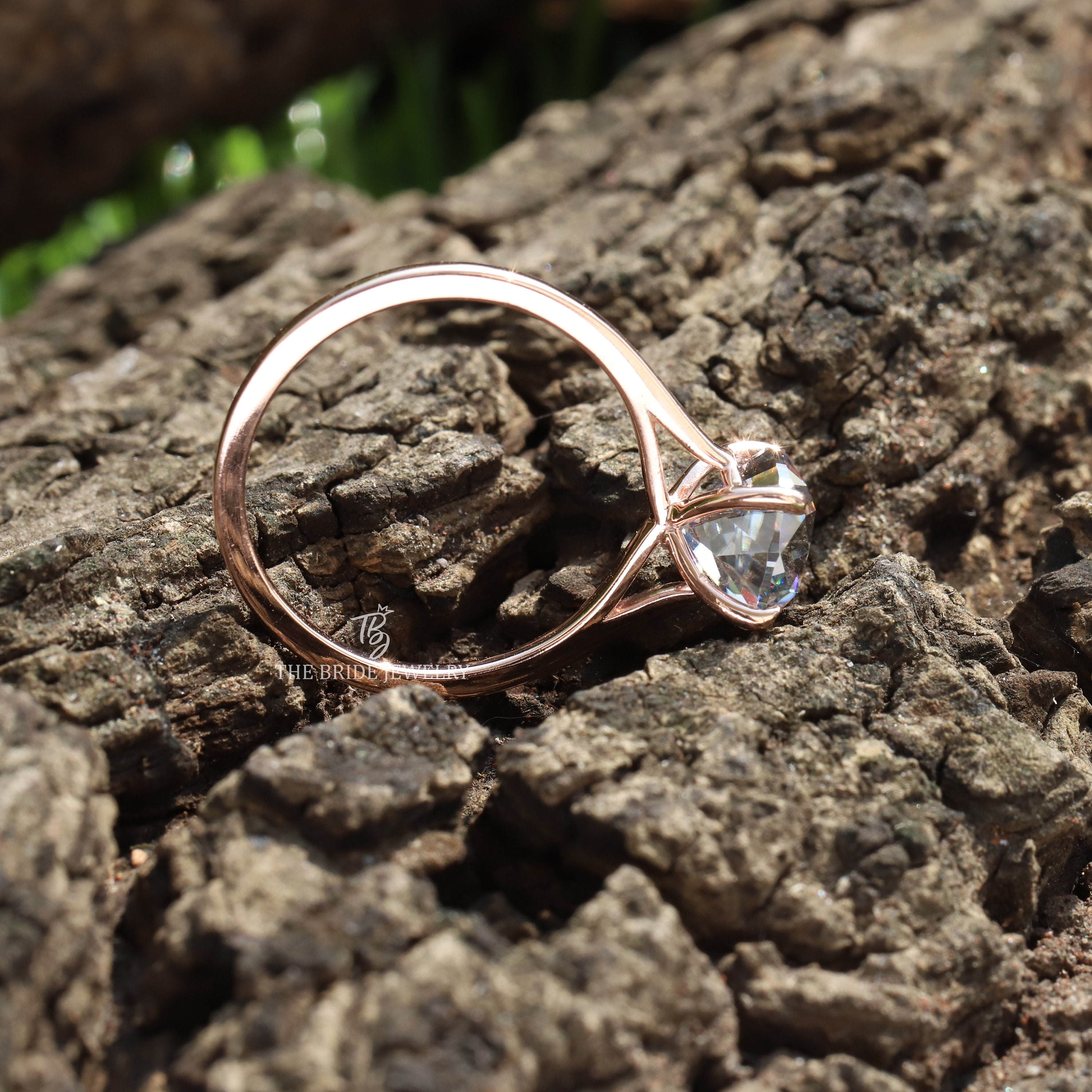 Moissanite Solitaire Ring / Grey Moissanite Ring / Rose Gold | Etsy