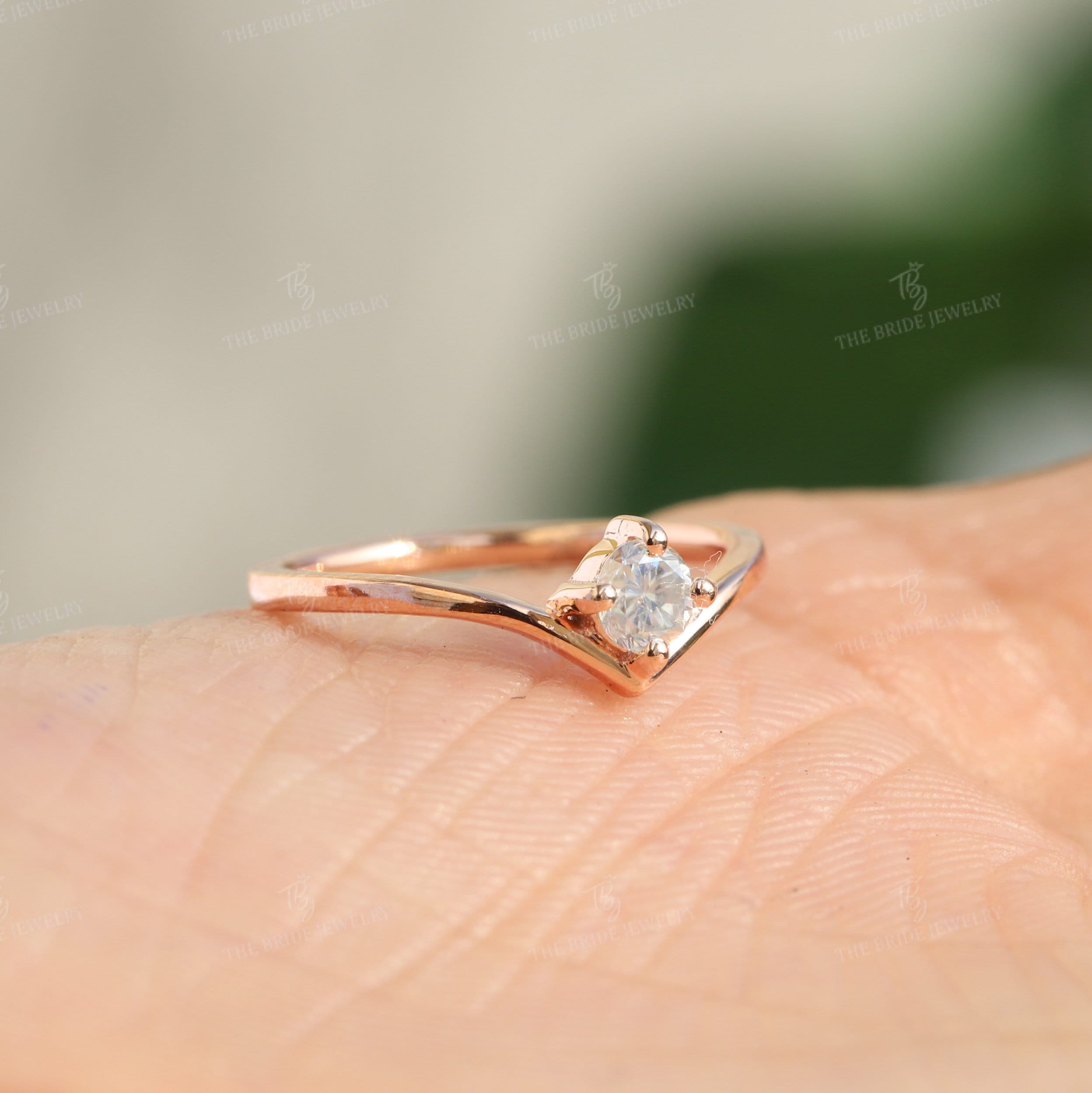 Rose Gold Dainty Ring Light Weight Ring Moissanite Engagement Ring ...