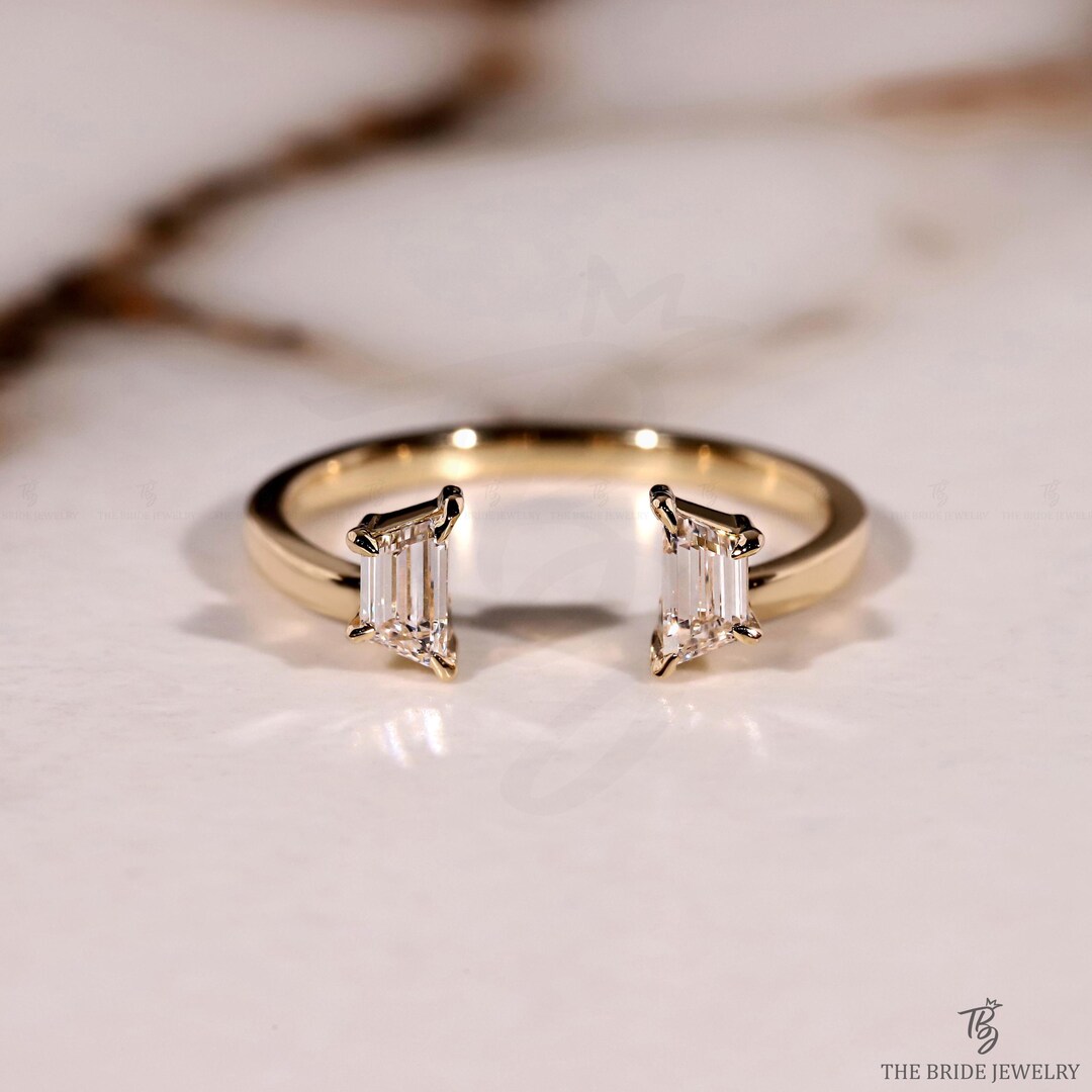 Open Wedding Band, Trapezoid Cut Cuff Wedding Bands Women, Diamond ...