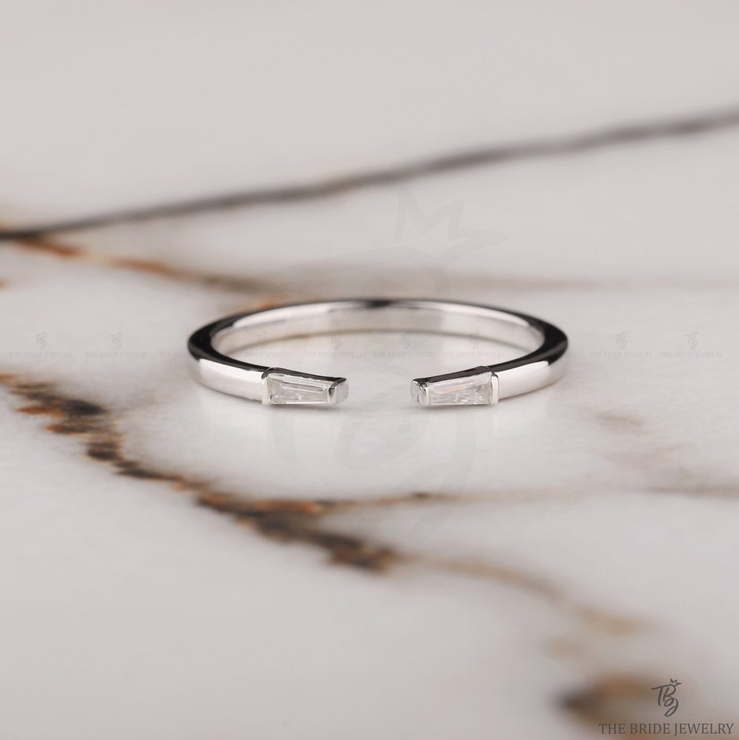 Open Wedding Band Tapered Baguette Cuff Wedding Band Women Spacer ...
