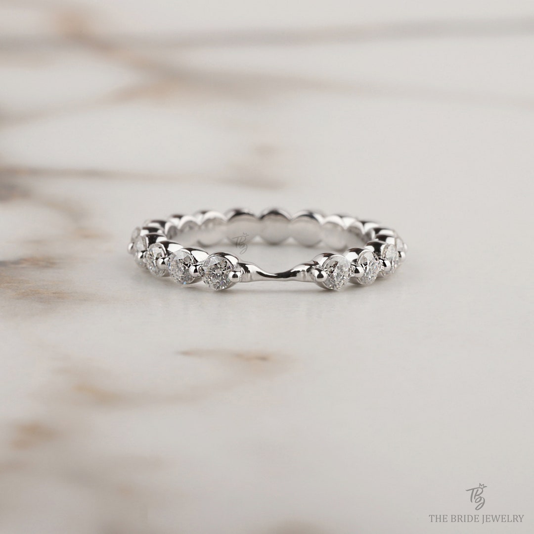 2.40mm Bubble Ring, Moissanite Wedding Ring Rose Gold Ring Stacking ...