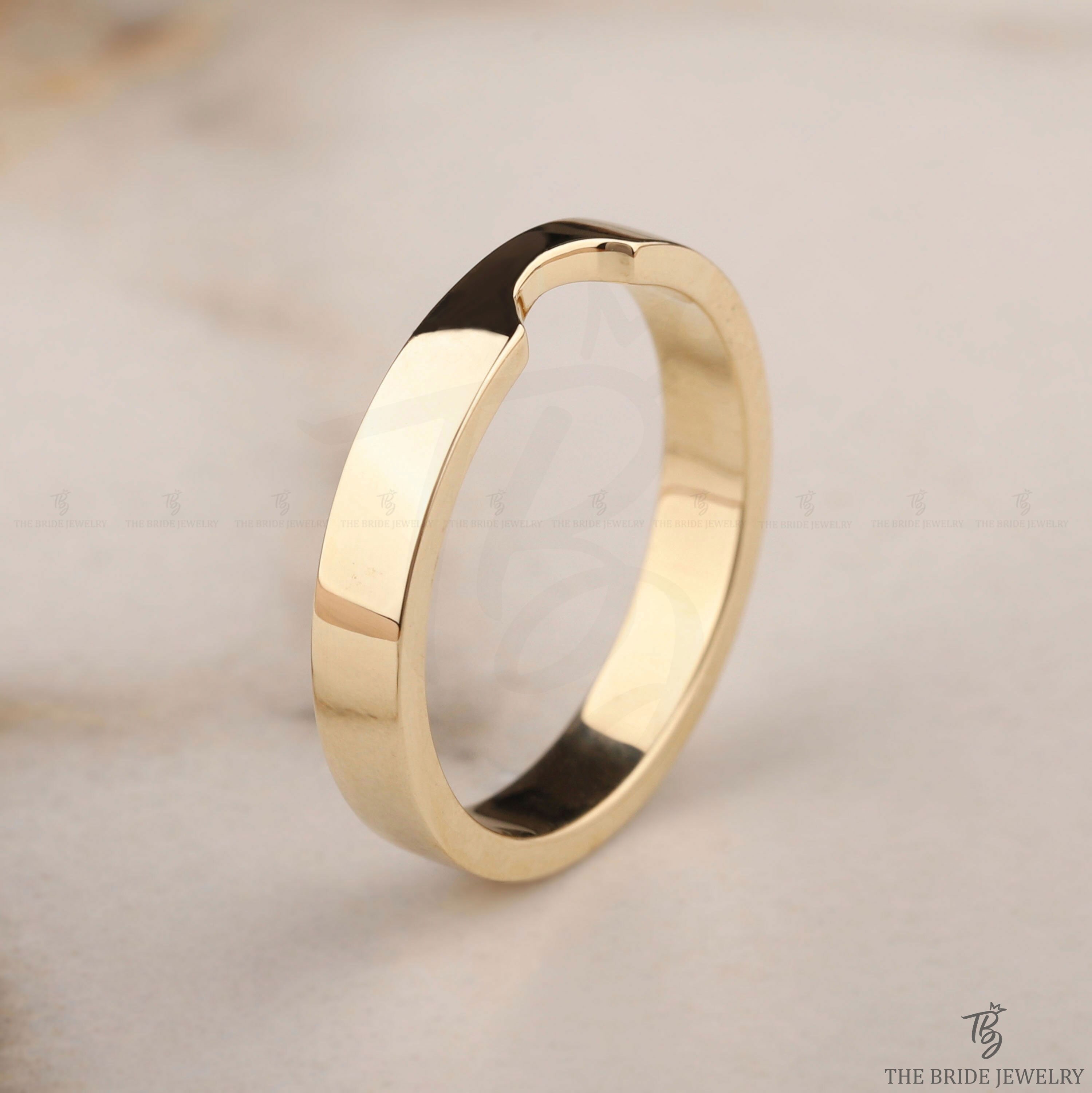 U Shape Curved Wedding Band Wide Ring Minimalist Ring Thick Band ...