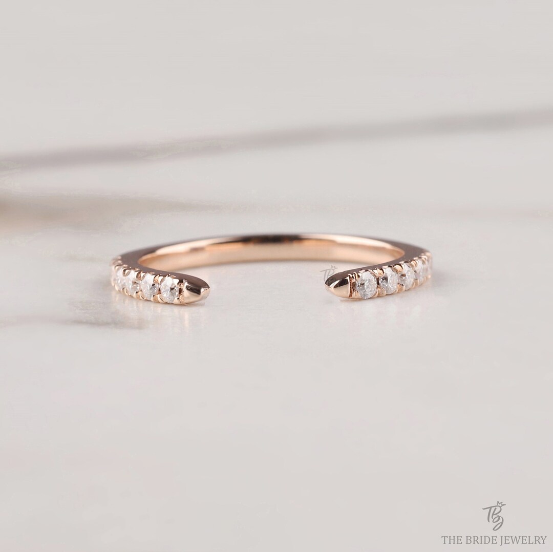 Open Wedding Band, Rose Gold Wedding Bands Women, Moissanite Cuff ...