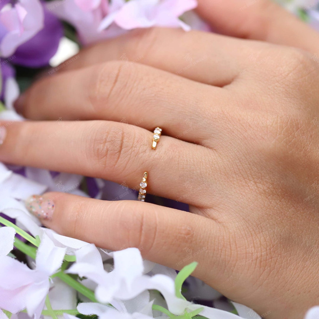 Open Spacer Wedding Band Colorless Moissanite Open Wedding Band Bubble ...