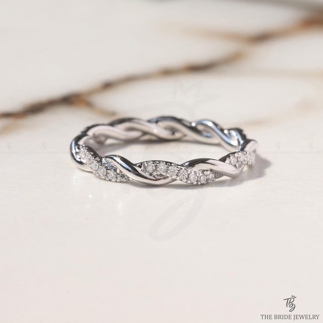 Full Eternity Band Twisted Rope Wedding Band Women Promise Ring for Her ...