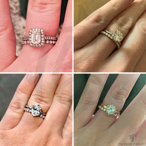 Bubble Prong Set Wedding Band Half Eternity Stackable Matching Band 10K ...