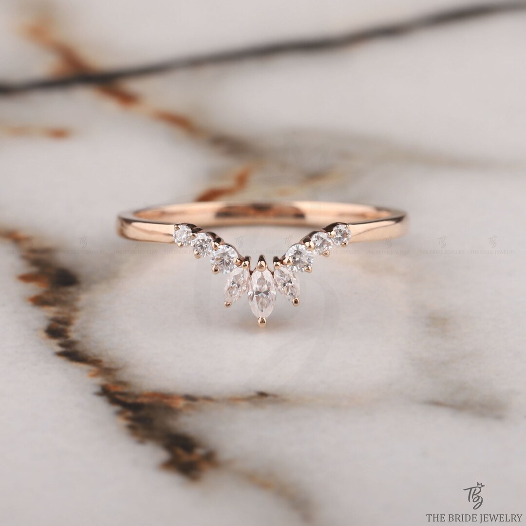 Vintage Tiara Ring Marquise and Round Moissanite Ring Unique Tiara ...