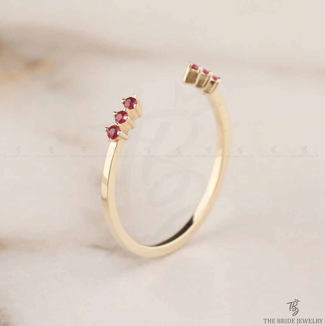 Open Wedding Band Vintage Matching Band Spacer Ruby Band Dainty ...