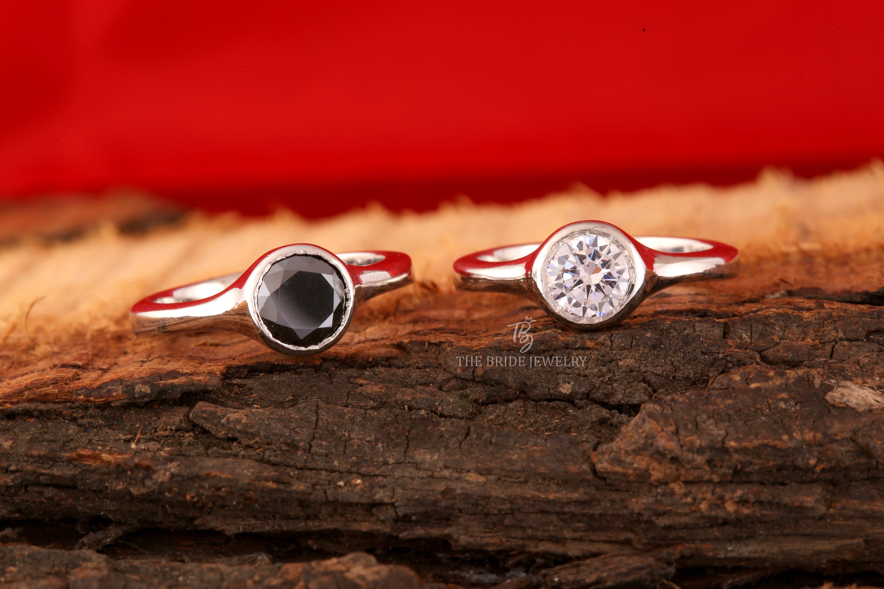 Low Profile Bezel Set Round Moissanite Ring Round Cut Ring 14K | Etsy