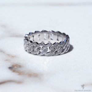 Platinum Cuban Link Chain Band 5MM Mens Band 14K White Gold Mens ...