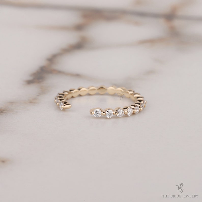 Open Wedding Band Colorless Moissanite Open Wedding Band - Etsy