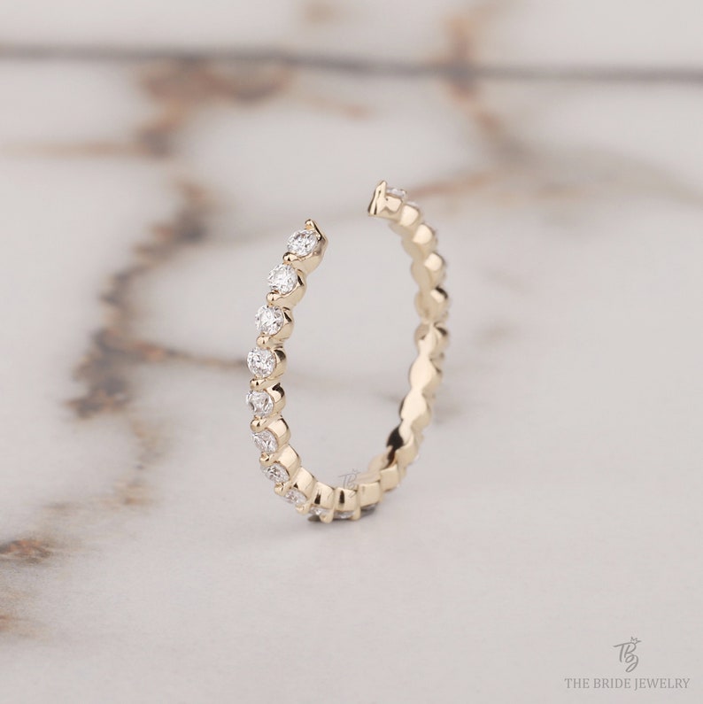 Open Wedding Band Colorless Moissanite Open Wedding Band - Etsy