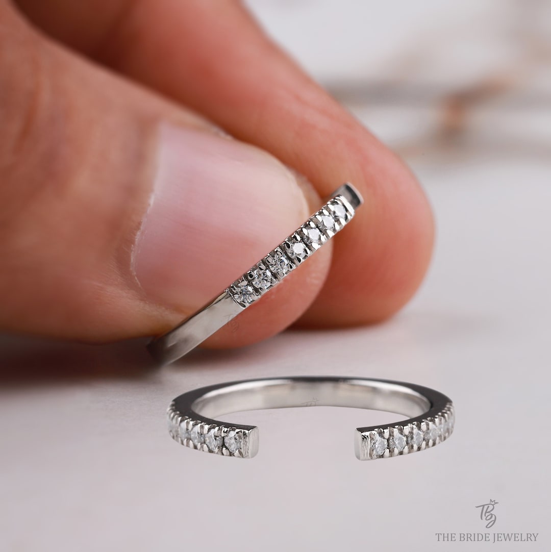 Open Wedding Band, White Gold Wedding Bands Women, Moissanite Ring ...