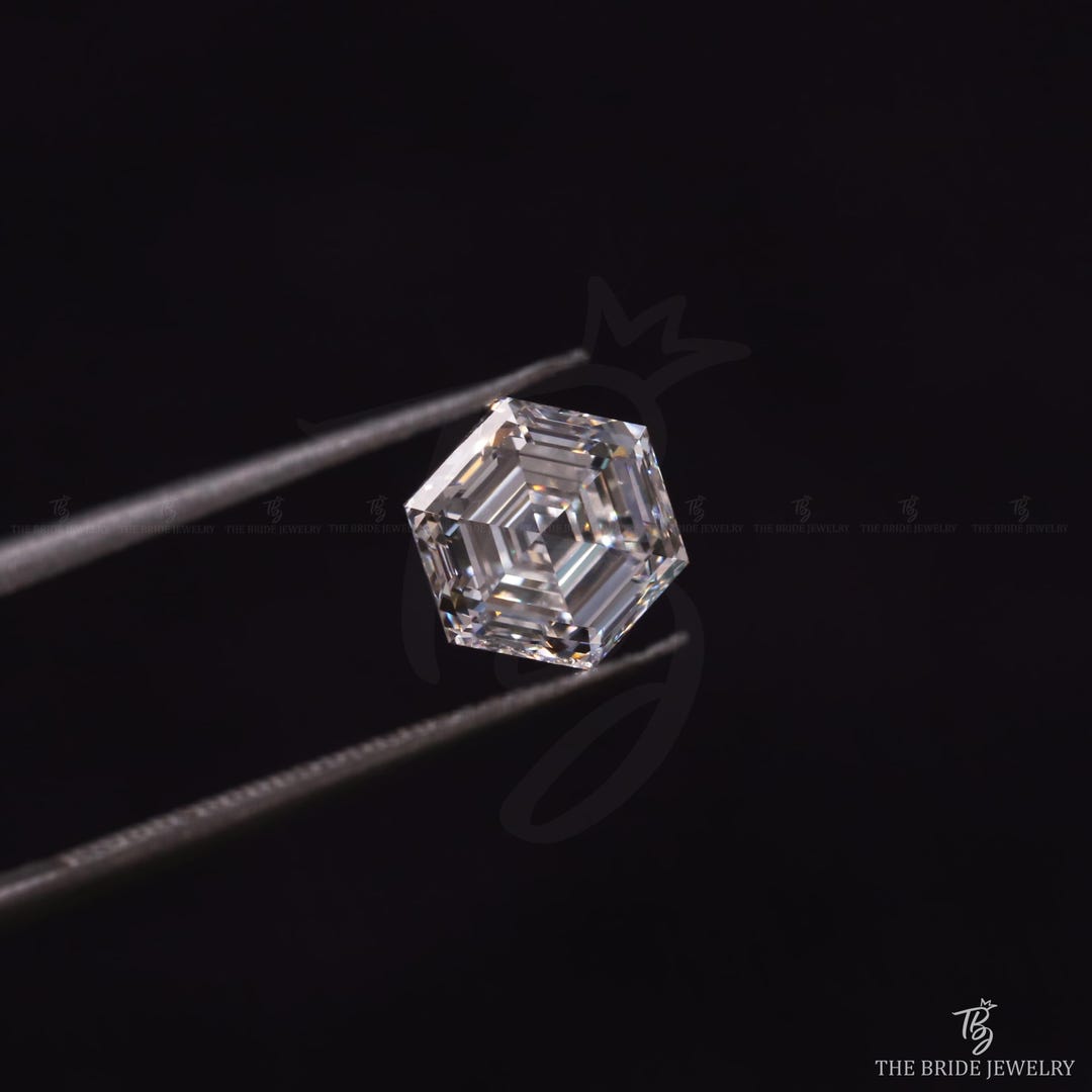 Antique Hexagon Step Cut Diamond for Custom Jewelry, 2.00 Carat Lab ...