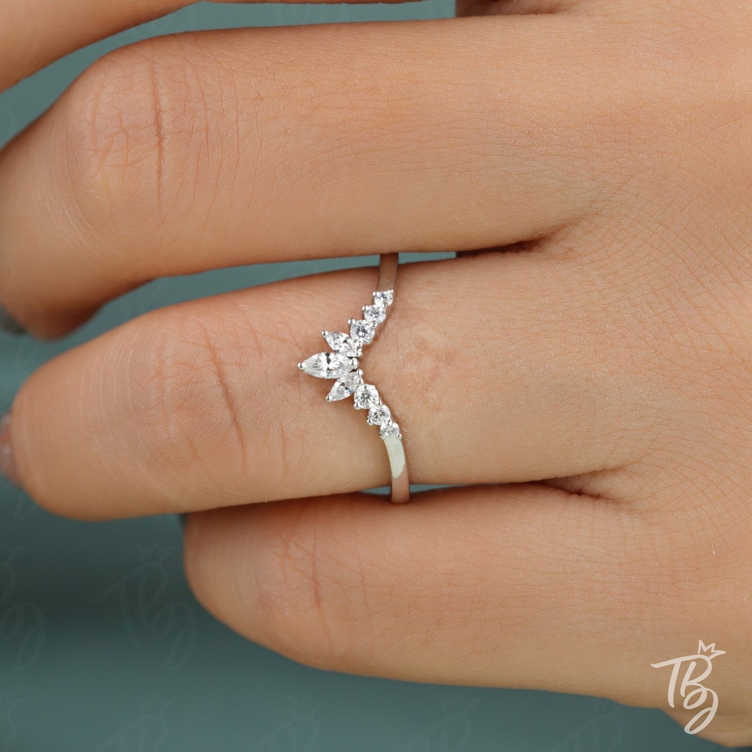 Vintage Tiara Ring Marquise and Round Moissanite Ring Unique Tiara ...