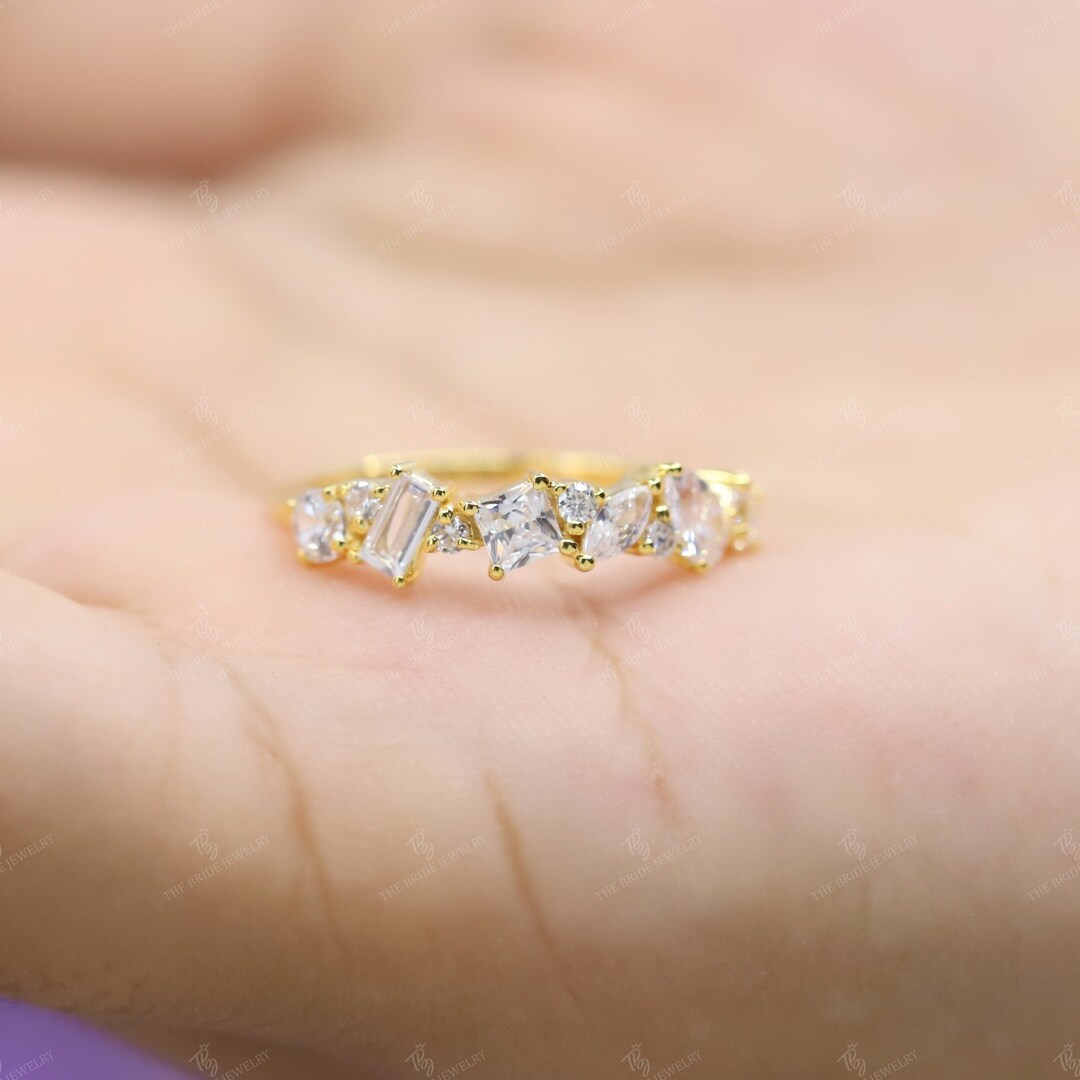 Multi-shape Diamond Band Moissanite Wedding Band Mix Cut Ring Multi ...