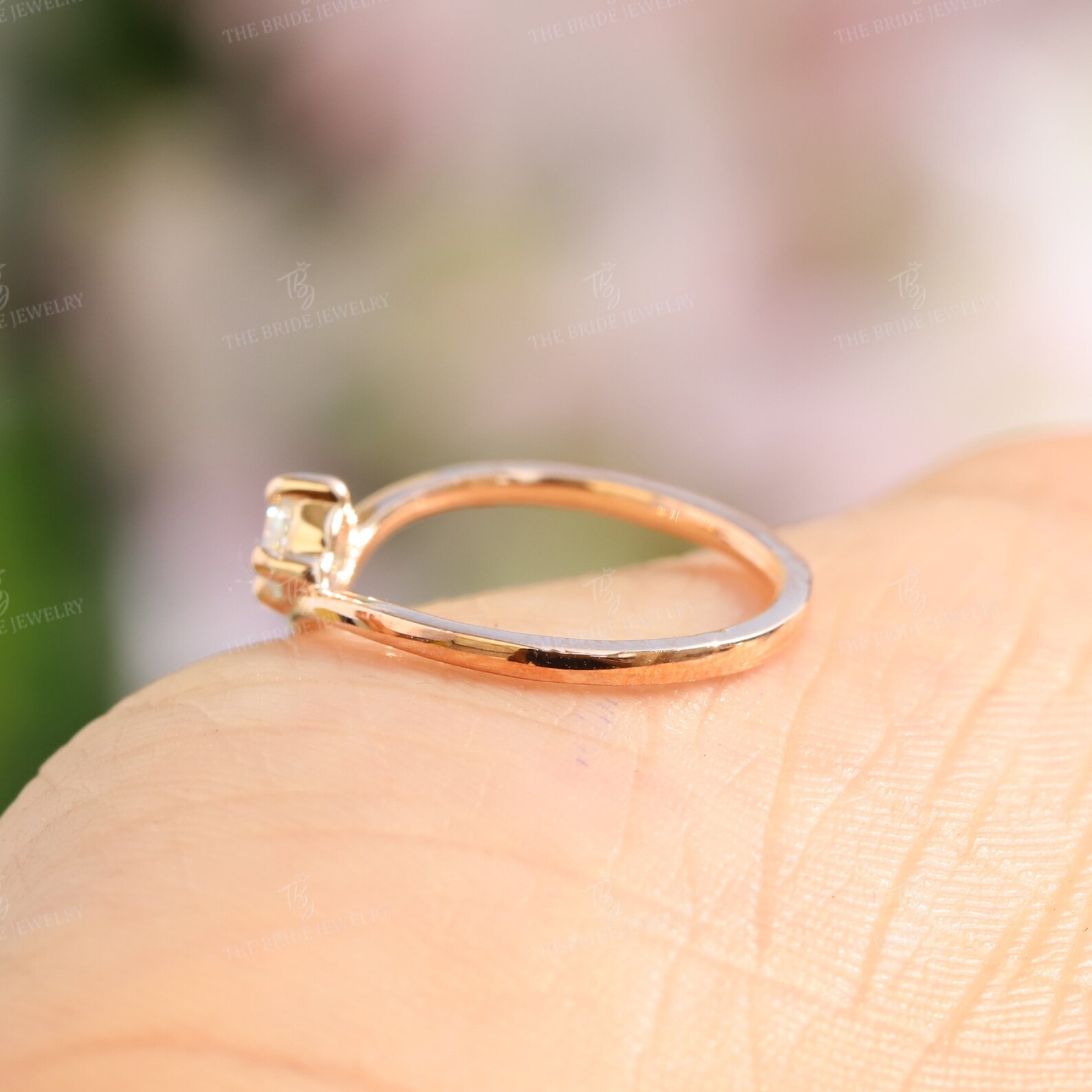 Rose Gold Dainty Ring Light Weight Ring Moissanite Engagement Ring ...