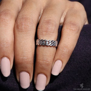 Platinum Cuban Link Chain Band 5MM Mens Band 14K White Gold Mens ...