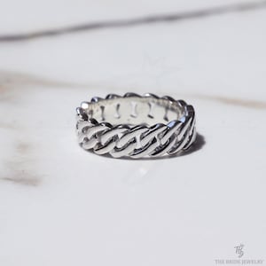 Platinum Cuban Link Chain Band 5MM Mens Band 14K White Gold Mens ...