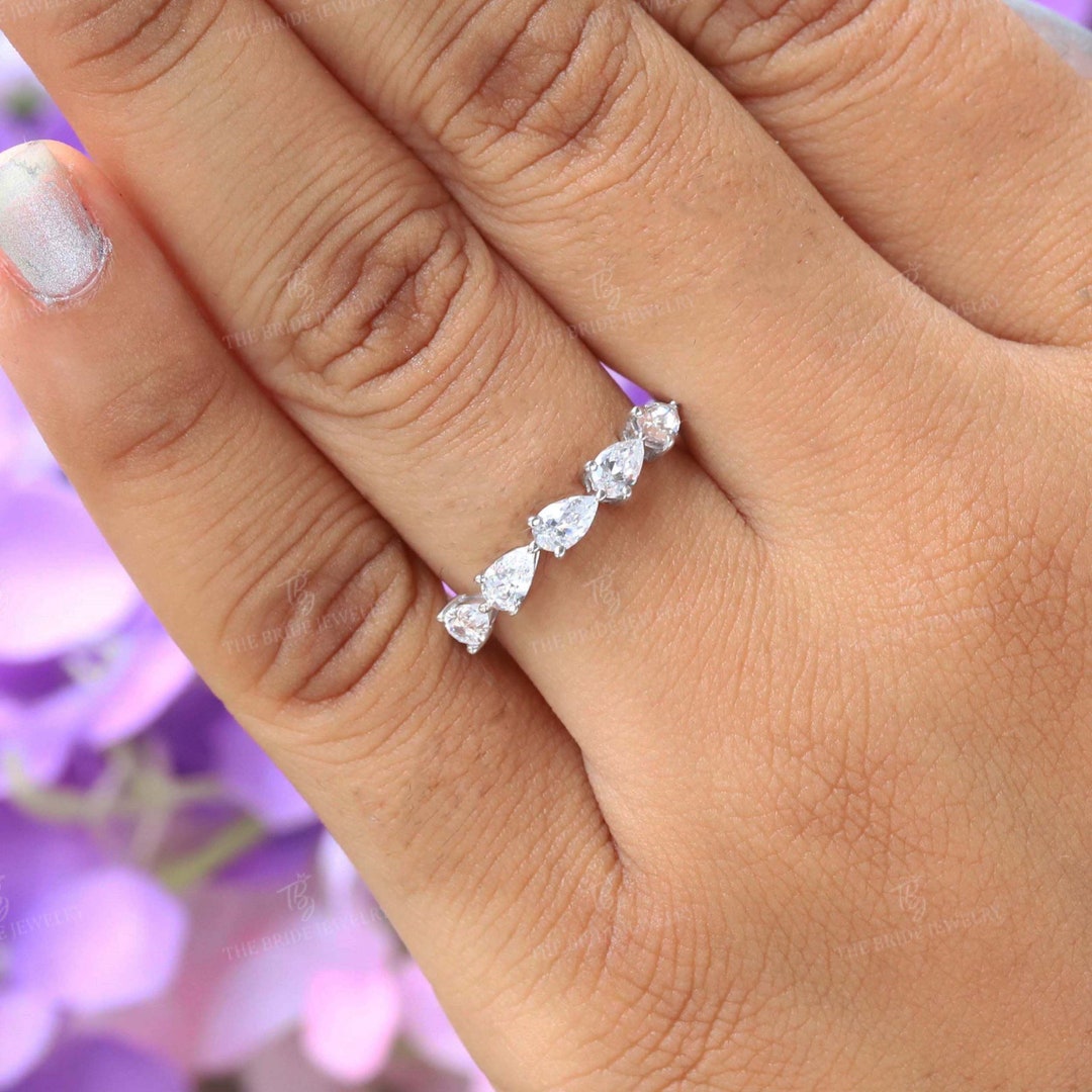 Pear Wedding Band 5-stone Teardrope Shaped Diamond Band in 950 Platinum ...