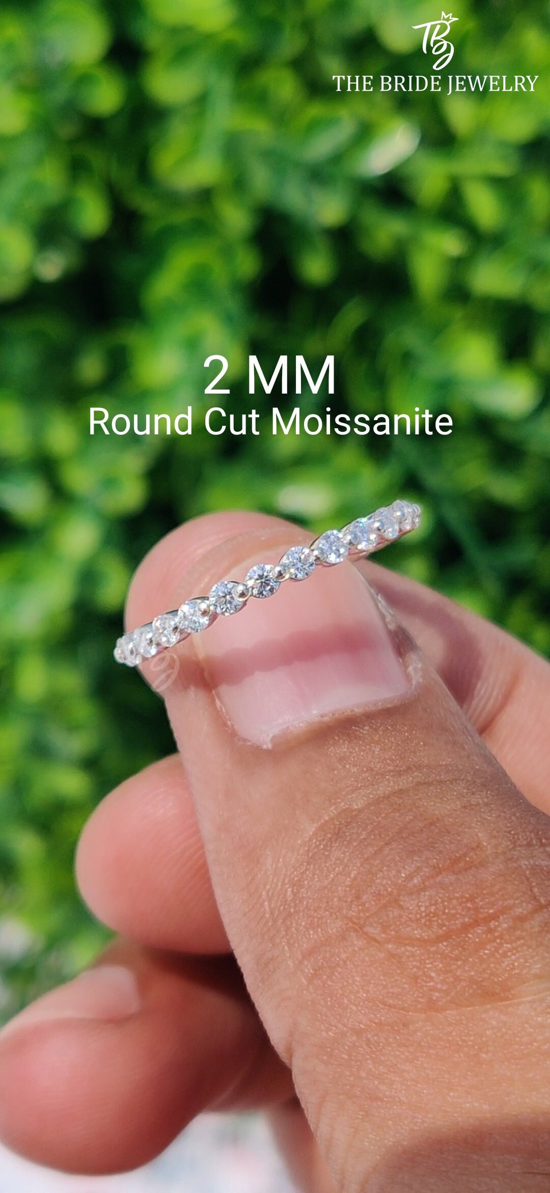 2MM Single Prong Set Colorless Band Round Cut Floting Bubble Band ...