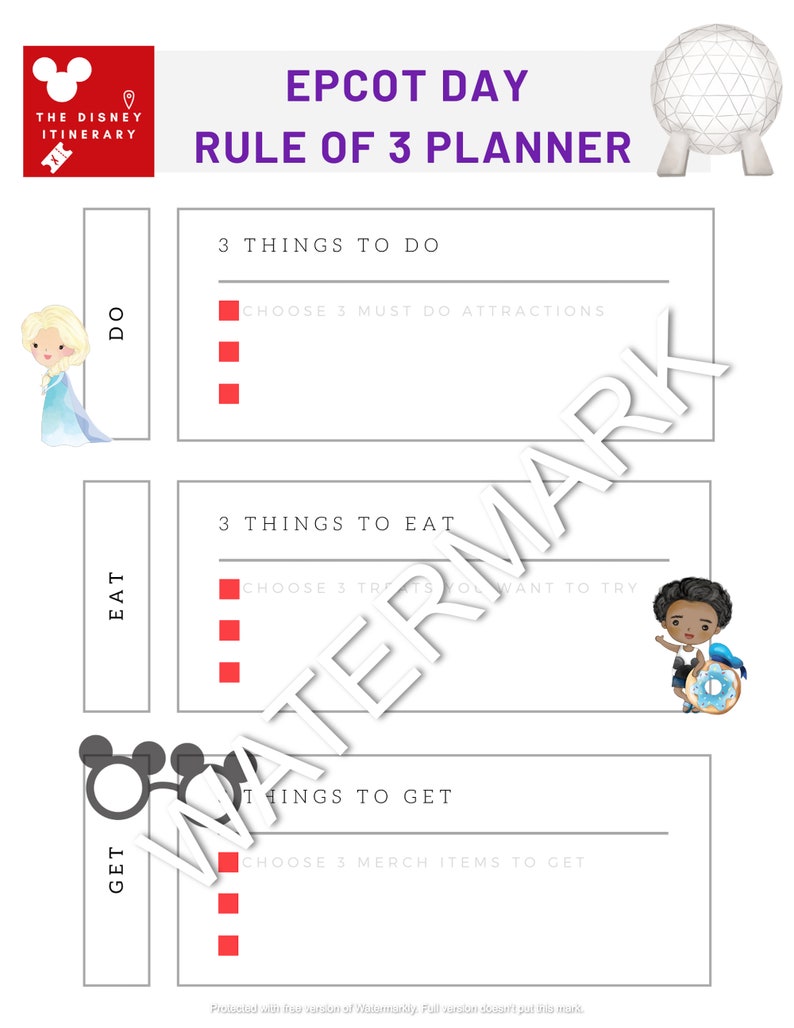 Epcot Day Planning Template - Etsy