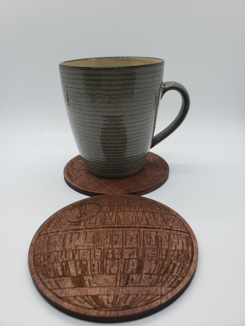 Death Star Laser Engraved Wooden Coaster - Etsy