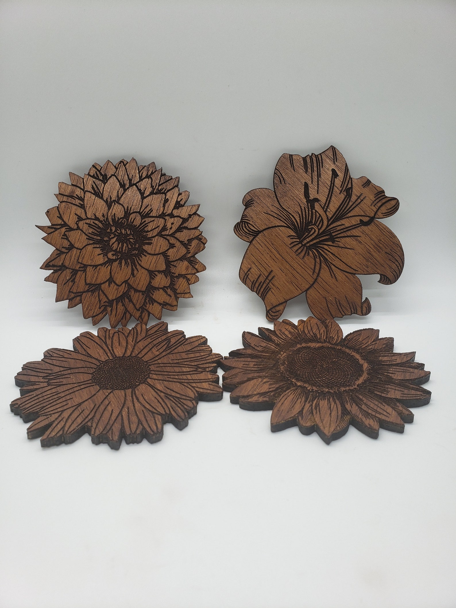 Flowers Laser Cut Wooden Coaster - Etsy