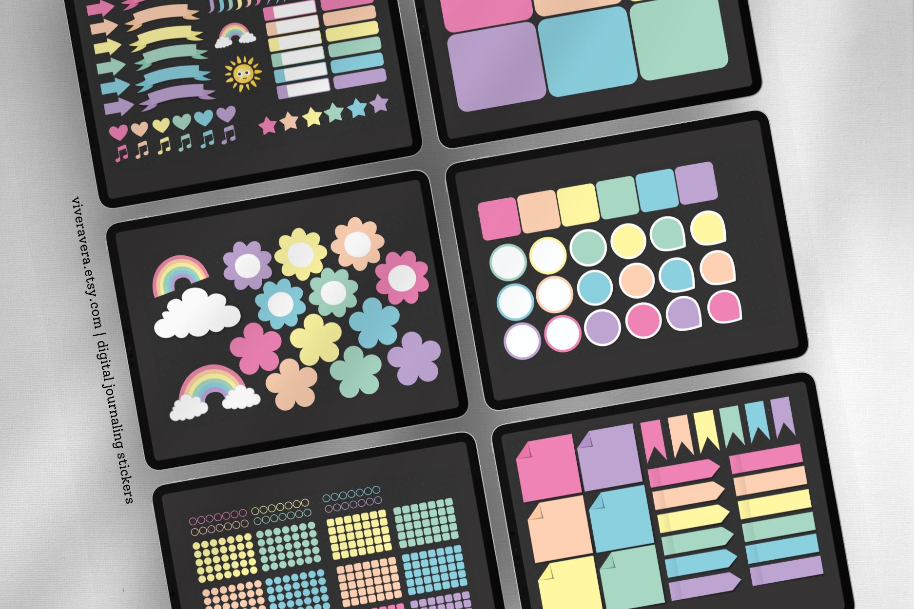 Digital Stickers - Pastel Rainbow Dream - 176 Stickers - Sticky Notes ...