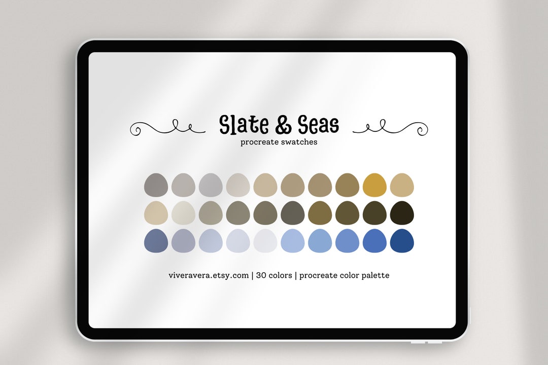 Slate and Seas | Procreate Color Palette | 30 Custom Swatches | Instant ...