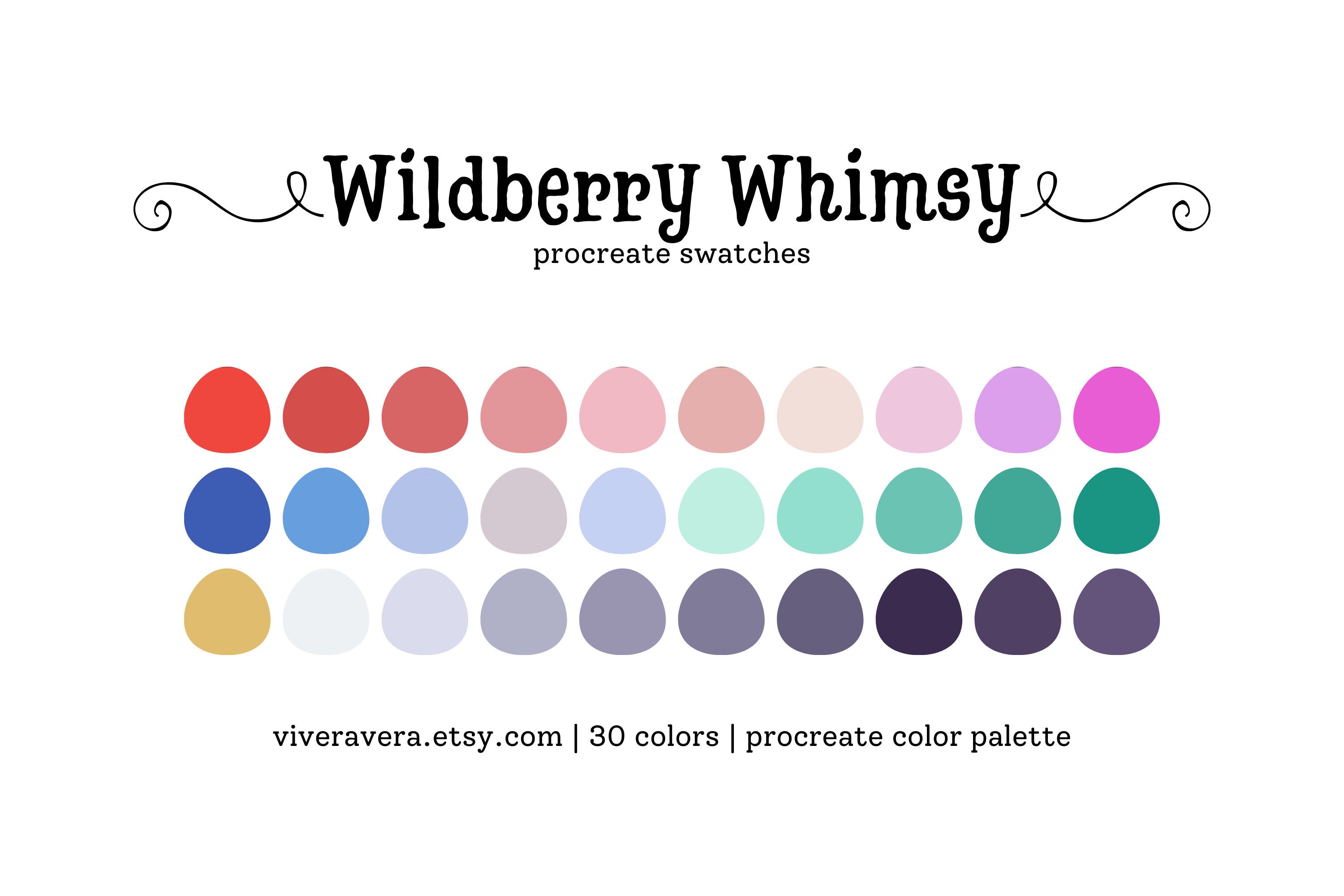 Wildberry Whimsy | Procreate Color Palette | 30 Custom Swatches ...