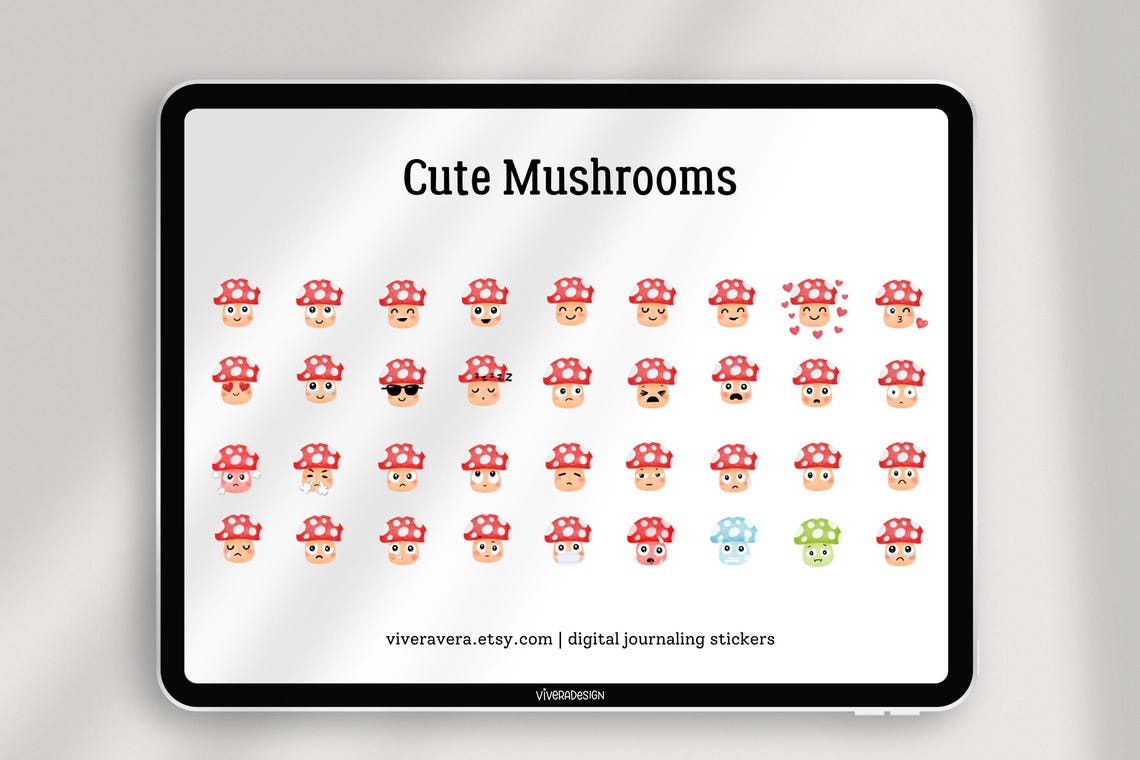 Digital Stickers - Cute Mushrooms Emoji Emoticon - Goodnotes | PDF ...