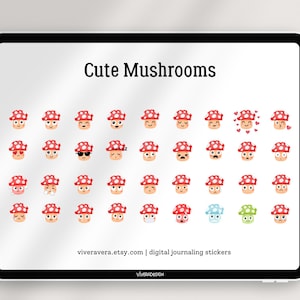 Digital Stickers - Cute Mushrooms Emoji Emoticon - Goodnotes | PDF ...