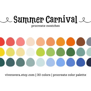 Summer Carnival | Procreate Color Palette | 30 Custom Swatches ...