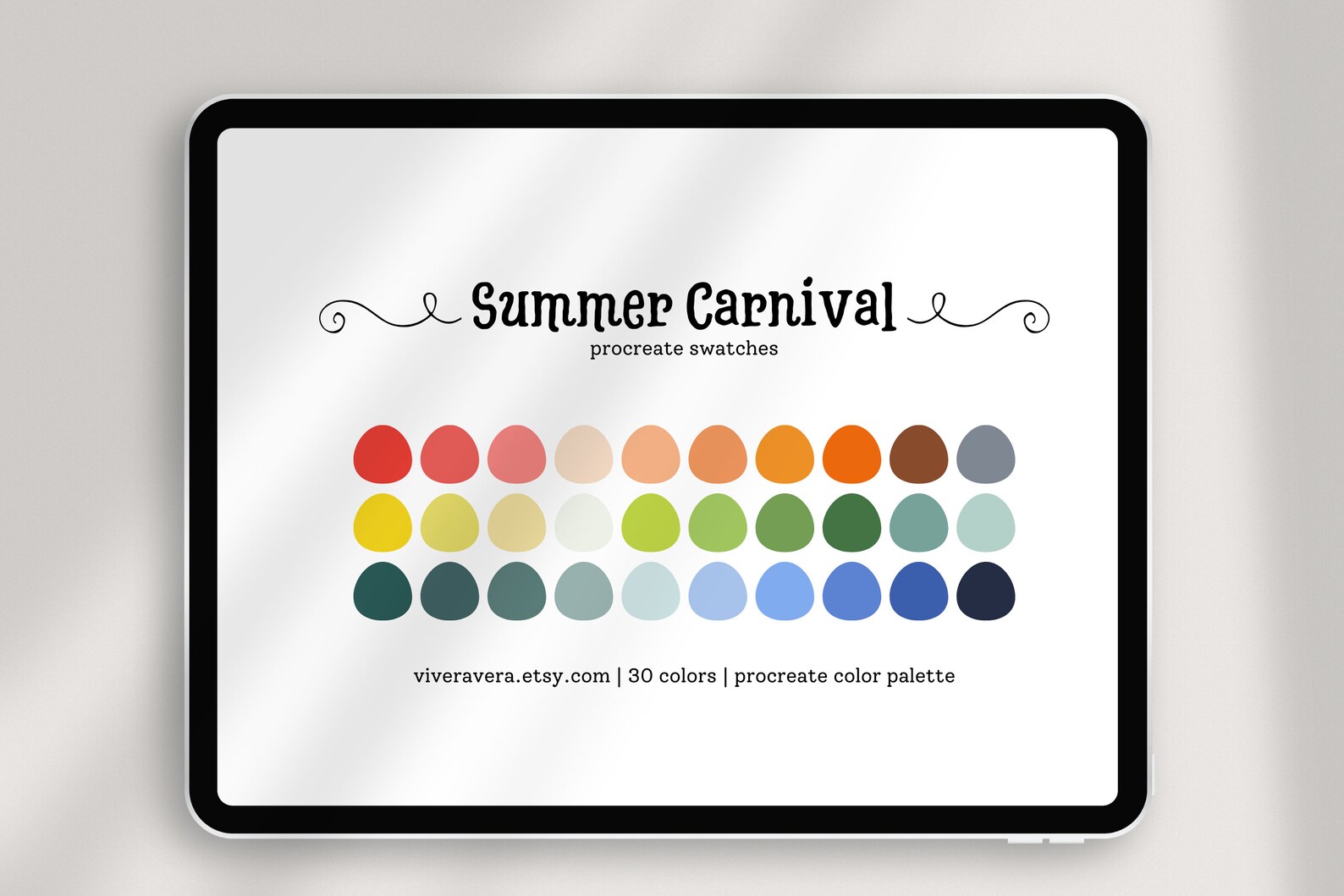 Summer Carnival | Procreate Color Palette | 30 Custom Swatches ...