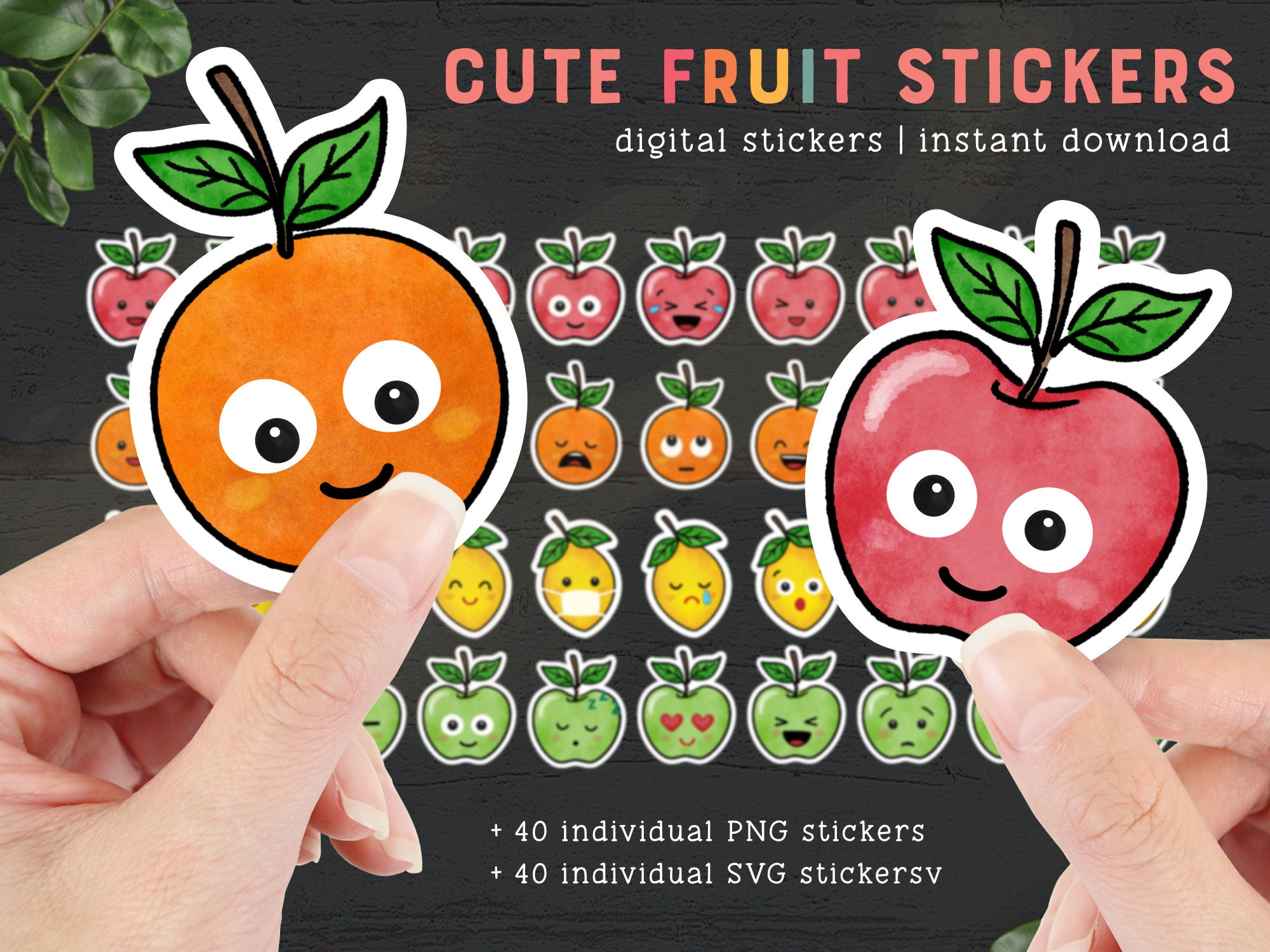 Niedliche Obst Emoji Aufkleber | Druckbare Aufkleber für Cricut oder ...