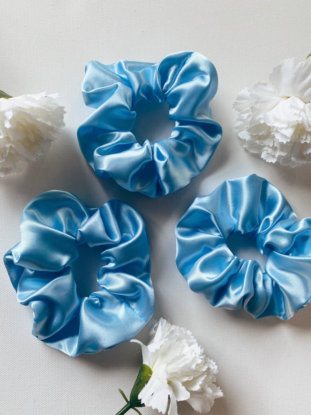 Light Blue Satin Scrunchie - Etsy